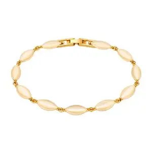 UCHI & SOTO Neutrals / Nekomeishi Cream Cats Eye Bracelet - Gold
