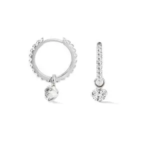 DOWER & HALL White Topaz Large Dotty Orissa Hoops - Silver