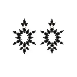 ISKRA Silver / Black Crystal Dew Earrings Silver & Black - Silver/black