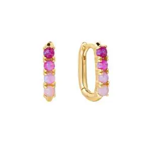 LA KAISER Pink Opal Ombre Oblong Ella Hoops - Gold