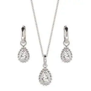 CHARLOTTE'S WEB JEWELLERY Silver / White April Birthstone Sterling Silver Necklace And Earring Set White Topaz - Silver/white