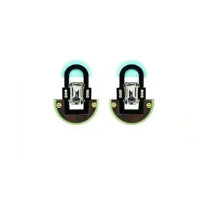 GISSA BICALHO Handmade Acrylic Earring M Deco Mirror Rectangular Stone
