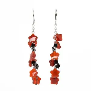 ADDICTED2 Black / Silver / Red Nox Earrings With Natural Stones - Black/silver/red