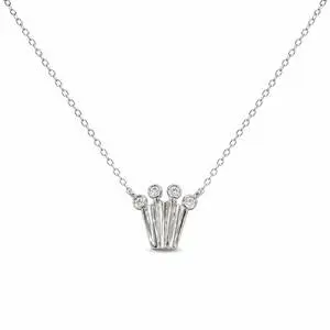 PEARL CODE Crown Pendant Necklace With Diamonds - Silver