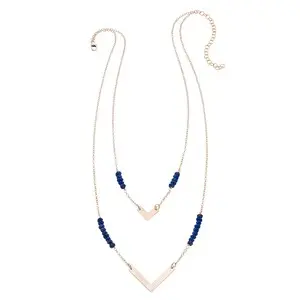 HEATHER HAWKINS Double Chevron Necklace Lapis Goldfilled - Blue