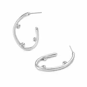 RARE MATTERS JEWELRY Sculpted Curve Hoops - Silver
