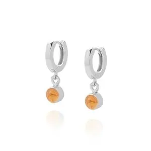 NELLOU JEWELLERY Gem Hoop November Birthstone Earrings Sterling Citrine - Silver
