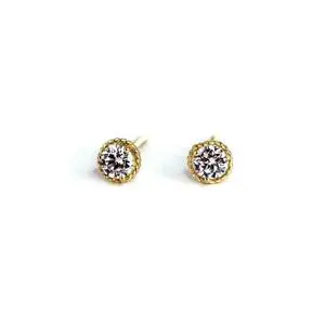 VICSTONENYC FINE JEWELRY Antique Lab Diamond Stud Yellow Earrings - Gold