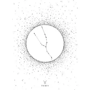 EMILY CARTER Taurus Star Sign' Fine Art Print A5 - Black