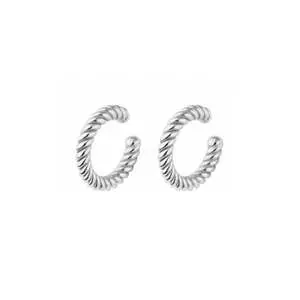 SPERO LONDON Twisted Sterling Ear Cuff No Piercing Pair - Silver
