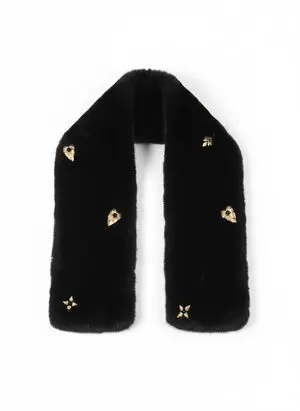 ADIBA Noir Forest Hand Beaded Shawl Scarf - Black