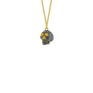 TRUE ROCKS Gold / Grey Gun Metal Grey Sterling Silver & 18kt Gold-plated Mini Skull Pendant Gold/grey