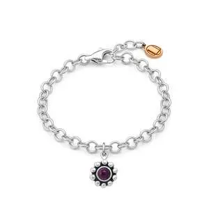 UNALOE Violet Flower Charm Bracelet With Amethyst – Italian Luxury Jewelry - Silver