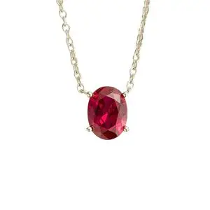 JUVETTI  Silver / White / Red Ovo White Gold Necklace Set With Ruby - Silver/white/red