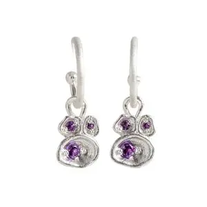 CLAIRE HILL DESIGNS Amethyst Lichen Hoop Earrings - Silver