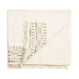 STUDIO VARIOUSLY Unah Hand Embroidered Organic Cotton Artisanal Throw - Brown