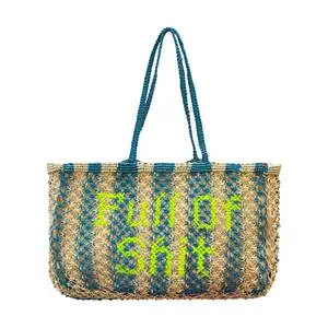 LILLY LOVES Full Of Shit Jute Bag - Blue