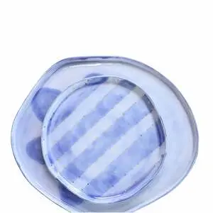 Lali Design Studio Aqua Porcelain Plate Set Serving Plate And Line Dessert Plate - Blue