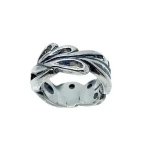TG-JEWELLERY BY TAMARA GERVASIO Silver / Black Le Foglie The Leaves Silver Chunky Band Ring - Silver/black