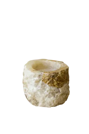 Botanical Boys Neutrals Rough Cut Onyx Candleholder Xl Fourteen Five - Black
