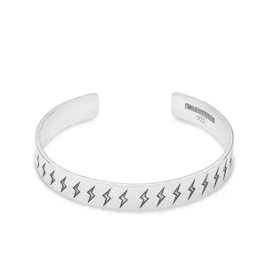CARTERGORE Sterling Etched Lightning Bangle Small Size - Silver