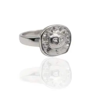 FRENVYRN Sterling Lars Cat Coin Signet Ring