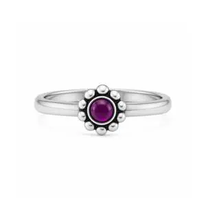 UNALOE Sterling Violet With Stone Ring – Symbolic, Nature-inspired, Adjustable Handmade Ring - Silver
