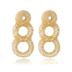 LAVISH BY TRICIA MILANEZE Clear & Gush Handmade Earrings - Gold