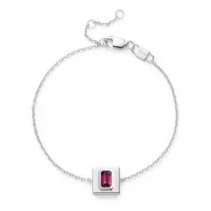 KOUREE Isn't She Lovely' Fixed Charm Bracelet Sterling With Rhodolite Garnet - Silver
