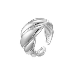 EVERY WAVE Shaping Twist Croissant Sterling Gold Ring - Silver
