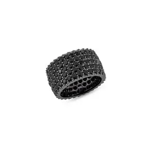 SALLY SKOUFIS Rebel Ring With Made Cz Diamond Stimulant In Sterling Silver & Premium Rhodium - Black