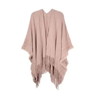 Saachi Fringed Trim Rose Kimono - Brown