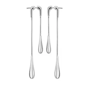 LUCY QUARTERMAINE Sterling Double Drop Earrings Front And Back - Silver