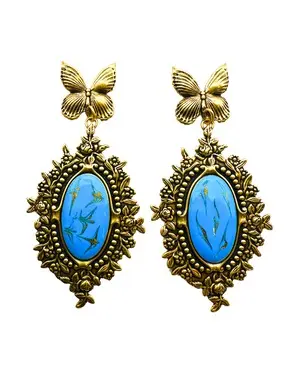 THE PINK REEF Floral Burst Butterfly Earring - Blue