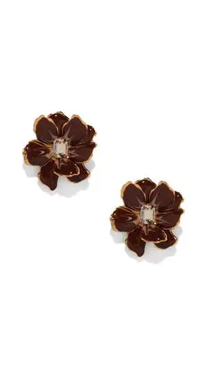 THE PINK REEF Small Leather Jewel Box Earring - Brown