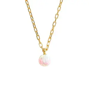 ORA PEARLS Gold / Yellow Opia Sun Opal Chain Pendant Gold - Gold/yellow
