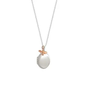 LIME TREE DESIGN Oval Locket With Bee Necklace Sterling - Silver