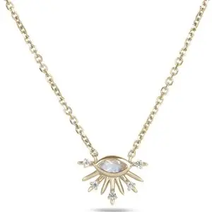 ZOHREH Neutrals Moonstone & White Sapphire Sunburst Necklace 9k - Gold