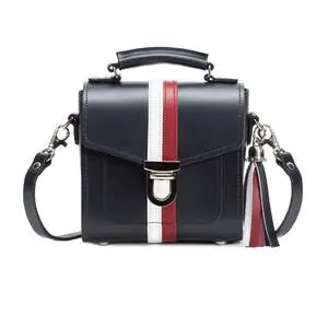 ZATCHELS Blue / Red Handmade Crossbody Leather Sugarcube Plus British Edit - Blue/red
