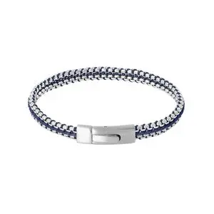 Tateossian Silver / Blue Tris Button Bracelet In Blue - Silver/blue