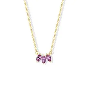JEWELBIRD Gold / Pink Pink Sapphire Marquise Necklace - Gold/pink