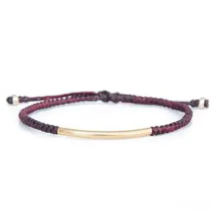 HARBOUR UK Bridge Wine & Gold Rope Bracelet Modern Durable Waterproof & Adjustable - Red