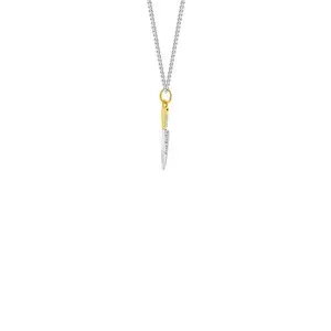 TRUE ROCKS 18kt Gold Plate & Sterling 2 Tone Mini Knife Pendant - Silver