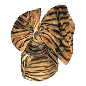 ROMER MILLINERY Twisturban Turban In Tiger Stripe Velvet - Gold/yellow