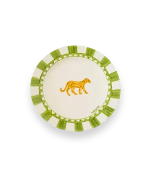 Mojjere Faience Dessert Plate Animal Design Jungle - Green