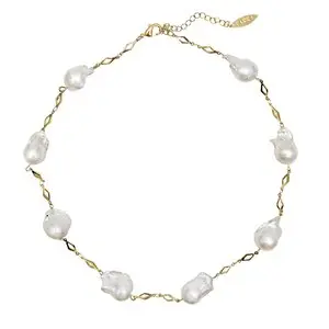 FARRA Timeless Natural Baroque Pearls Necklace - White