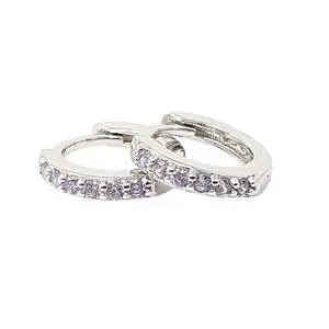 HARFI Alexandrite June Birthstone Small Huggie Hoops - Silver