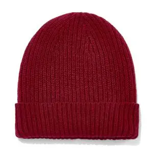 PAUL JAMES KNITWEAR Paul James Knitwear 100% Cashmere Ribbed Beanie Hat Red