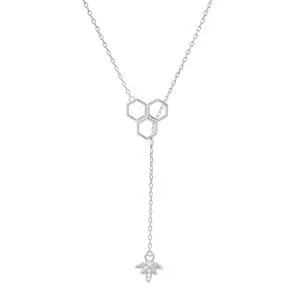 KYLIE HARPER Sterling Honeycomb Bumble Bee Lariat Y Necklace - Silver