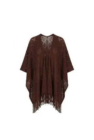 JAMES LAKELAND Pointelle Knit Kaftan - Brown